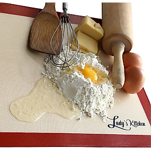 Silicone Baking Mat, 3-Pc Set by Ludy's Kitchen - Replaces Parchment Paper - Professional Grade Bakeware - Non-Stick, Durable, & Reusable Sheet Pan Liners - Great Gift Ideas