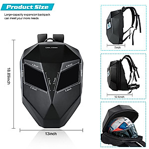 Crelander Helmet Backpack,Programmable Motorcycle Backpack with LED Display, Expandable Helmet Shoulder Bag for Hiking Travel Riding Daypack