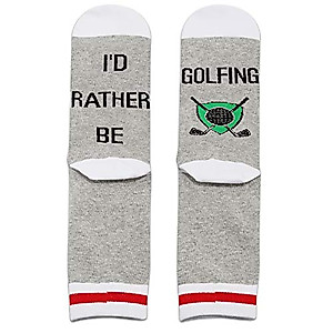 TSOTMO 2 Pairs Golfing Gift I'D Rather Be Golfing Socks For Men Golf Lovers Gift Novelty Crew Socks Gifts For Father’s Day (Golfing Grey)