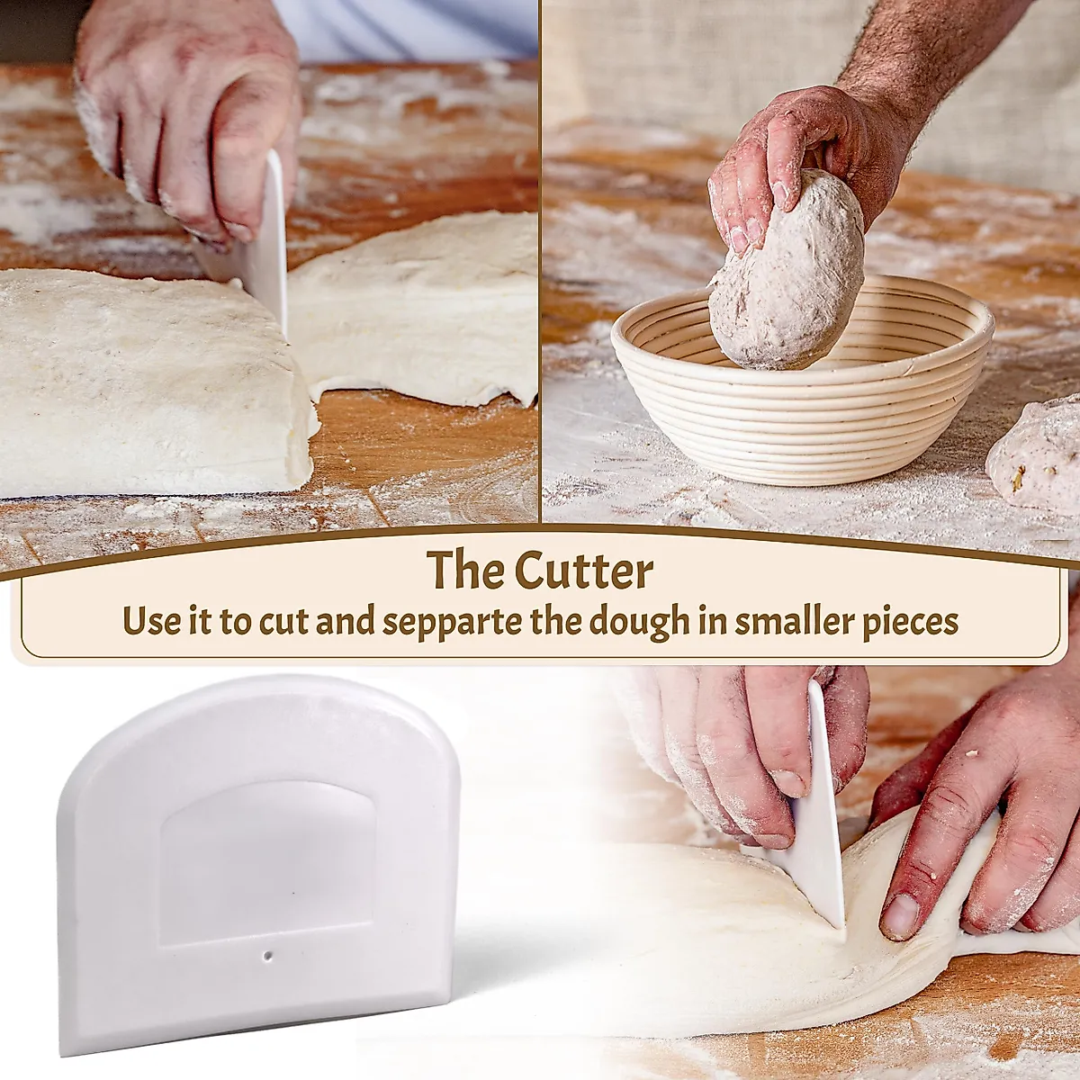 Sourdough Bread Baking Supplies Starter Kit, Banneton Proofing Basket Round 9" Set of 2, Bread Making Tools, Bread Basket Gift Set by CRISS ELITE