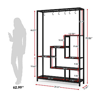 LITTLE TREE 5-Tier Tall Indoor Plant Stand, 70.9” Large Metal Plant Shelf Flower Bonsai Pots Display Rack for Garden, Balcony, Living Room,Black