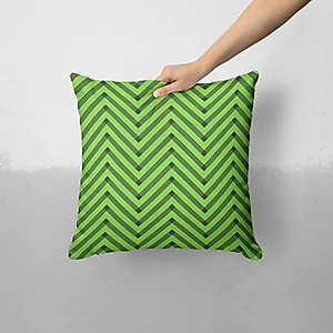 iiRov Lime Green Black Sketch Chevron - Custom Decorative Home Decor Indoor or Outdoor Throw Pillow Cover Plus Cushion Set for Sofa, Bed or Couch (Pillow CASE Cover Plus Cushion)
