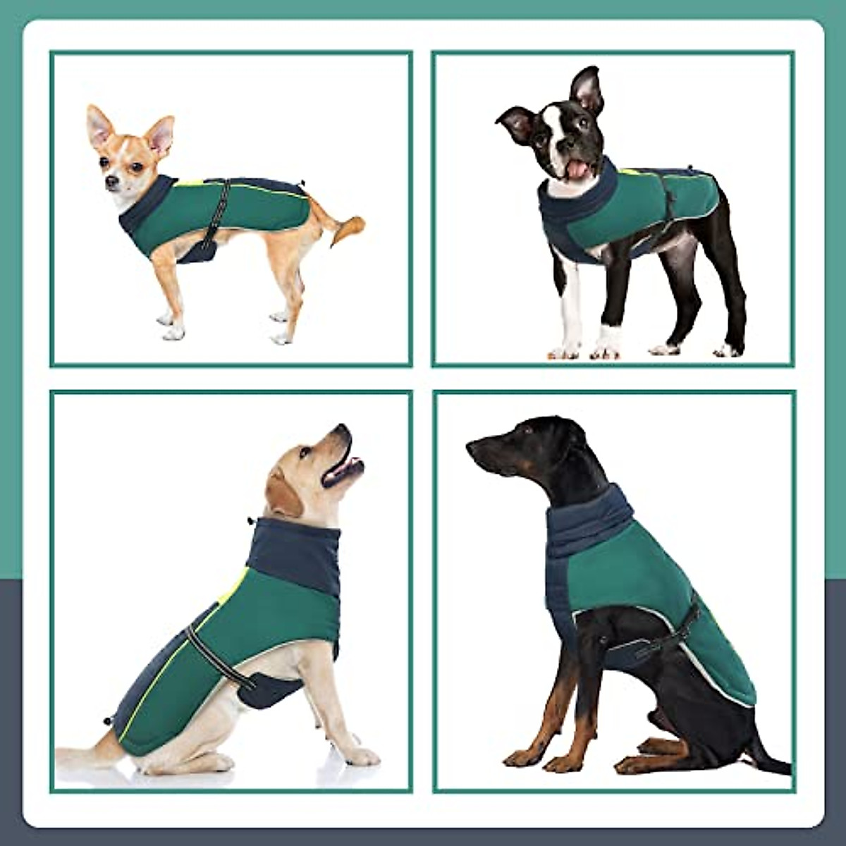 Warm Dog Winter Coat Reflective Dog Cold Weather Jacket Turtleneck Dog Vest Thick Fleece Lining Vest Windproof Dog Snow Suit Pet Apparel for Small Medium Large Dogs (Medium)