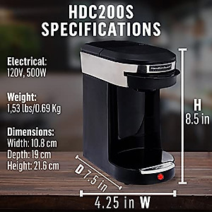 Senseo Hamilton Beach Commercial Deluxe Coffeemaker 1 Cup Coffee Brewer and 16 Coffee Pods Medium Roast Classic Coffee Bags, Black/Stainless Steel Single Hospitality 3-Minute Brew Time, HDC200S
