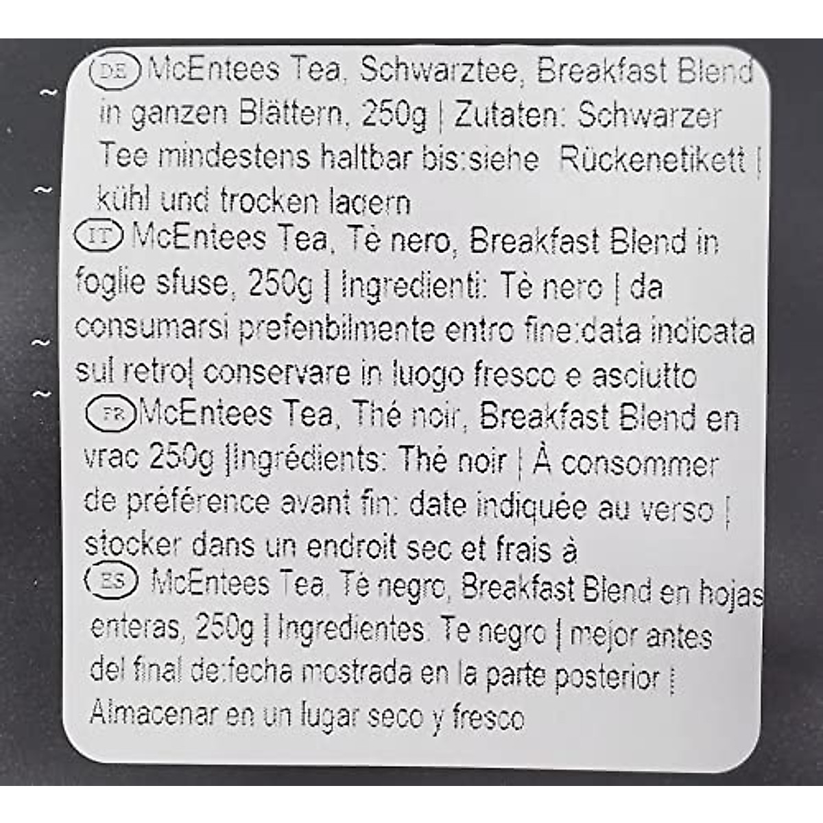 McEntee's Irish Breakfast Tea 250g / 8.81 oz Bag – BLENDED IN IRELAND - STRONG & CITRUSY - Traditional Irish Blend of Ceylon and Assam Loose Tea’s. IRELAND’S FAVOURITE