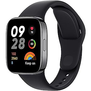 Xiaomi Redmi Smart Watch 3, 1.75 Inch AMOLED Touch Display, 5ATM Water Resistant, 12 Days Battery Life, GPS, 120 Workout Mode, Heart Rate Monitor, Calori Consumption, Fitness Activity Tracker, Black