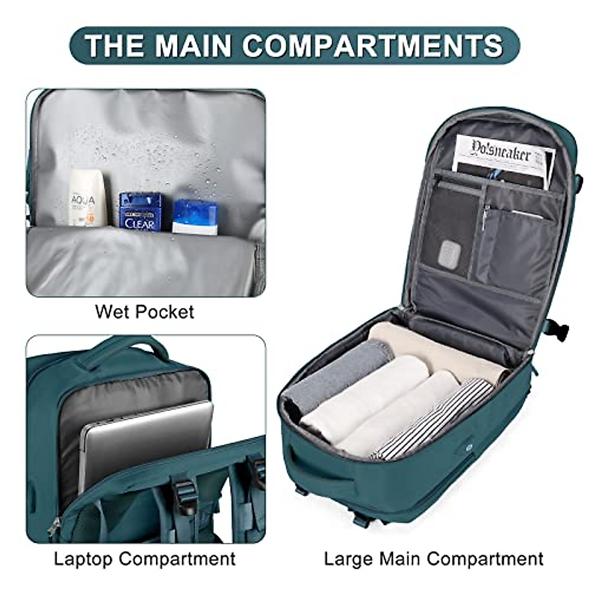 coofay Travel Backpack For Women Men Airline Approved Carry On Backpack Flight Approved Waterproof Sports Luggage Backpack Casual Daypack Small Hiking Backpack Peacock Blue