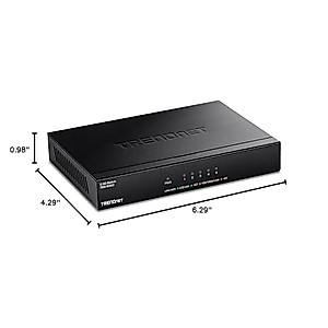 TRENDnet 5-Port Unmanaged 2.5G Gaming Switch, 5 x 2.5GBASE-T Ports, 25Gbps Switching Capacity, Backwards Compatible with 1000Mbps Devices, Fanless, Wall Mountable, Lifetime Protection, Black,TEG-S350