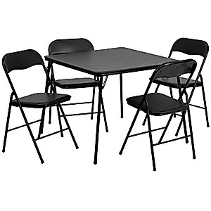 Flash Furniture Madison 5 Piece Black Folding Card Table and Chair Set