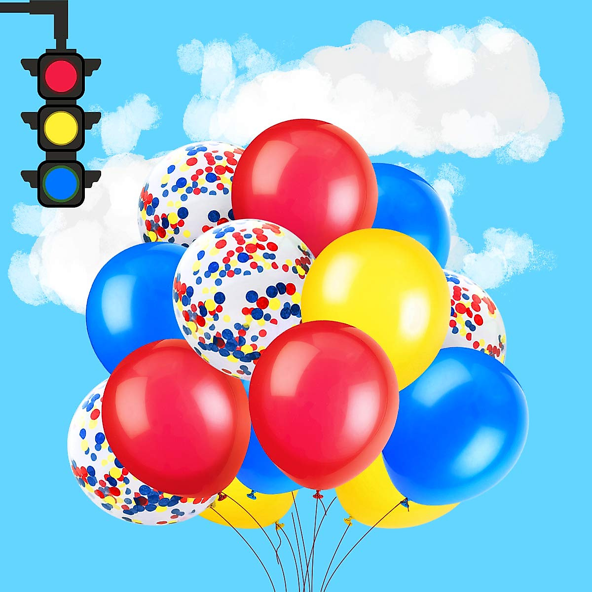 MOVINPE Transportation Birthday Decoration for Boys Happy Birthday Banner Cars School Bus Train Fire Truck Motorcycle Plane Foil Balloons Transport Vehicles Cake Topper Kids 2nd Birthday Decor