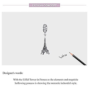 Manhe Charms Landmark Series Charm Sterling Silver Travel Charms Dangle for Pandora Bracelet (Paris Eiffel Tower Charms Pendant)