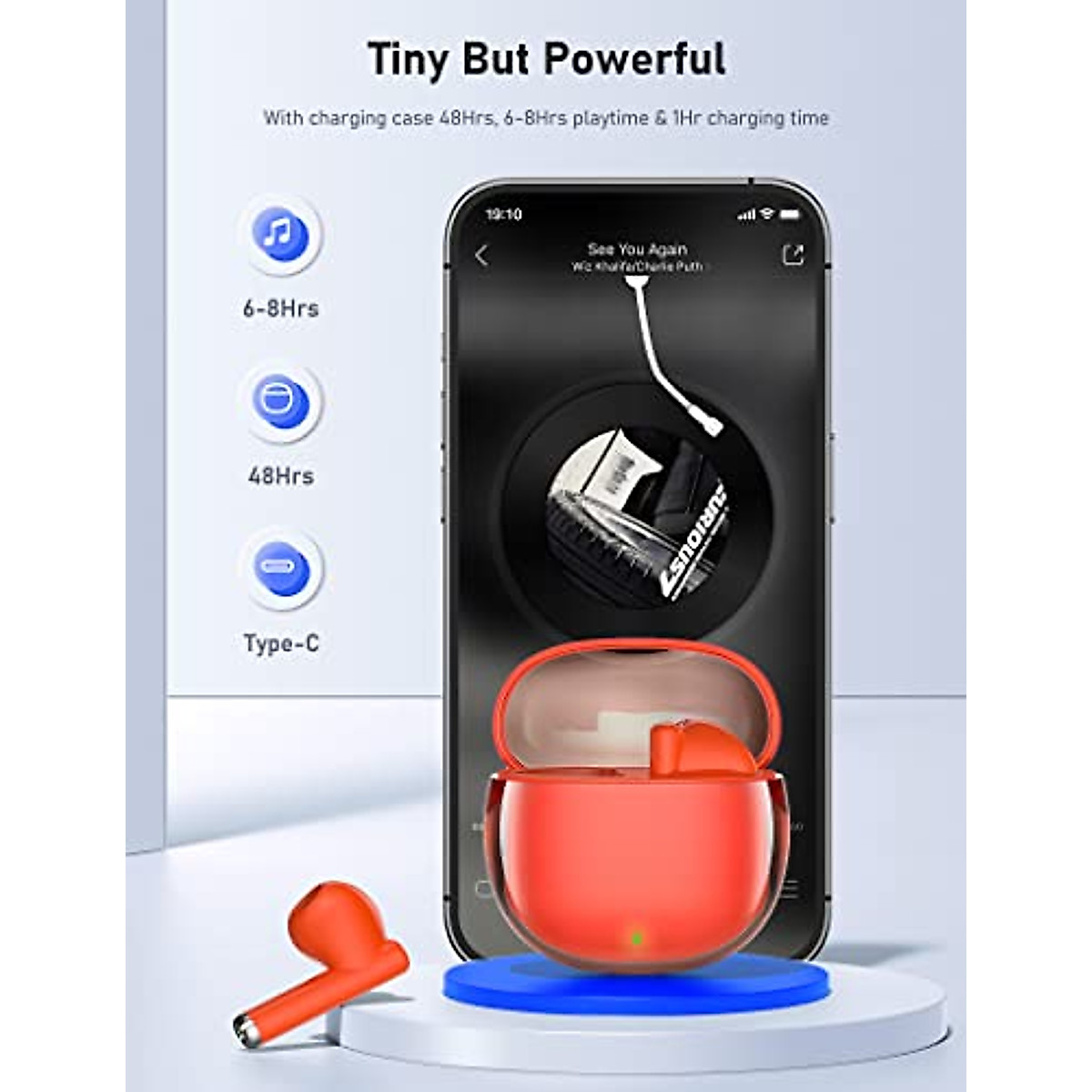 AFGHOA Wireless Earbuds for Samsung S23 Ultra S22 A53 Noise Canceling HiFi Stereo Bluetooth 5.3 Wireless Headset with Microphone in-Ear Headphone for iPhone 13 14 12 11 Google Pixel 7 6 6a Android Red