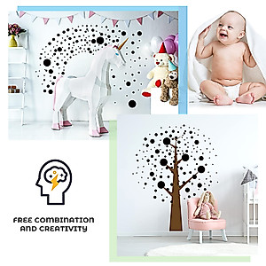 Zonon 264 Pieces Polka Dots Sticker Circle Wall Decal for Bedroom, Playroom Decor Removable Vinyl Stickers Dots Wall Decals(Black)