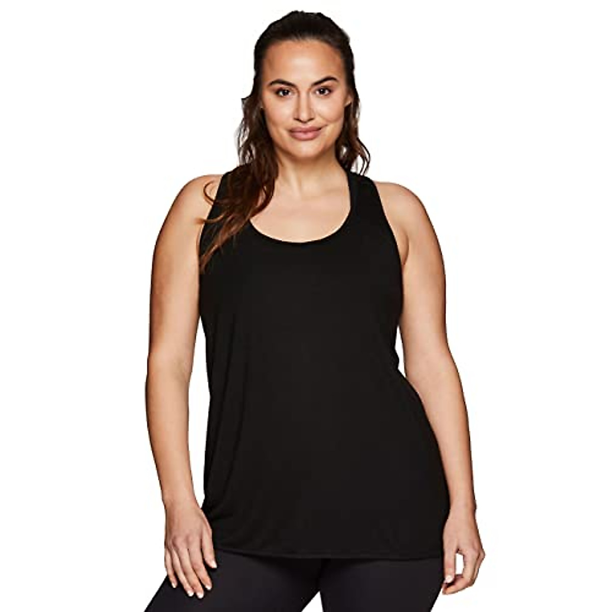 RBX Active Women's Plus Size Fashion Flowy Yoga Workout Tank Top Tunic S21 Black 3X