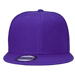 Falari Snapback Hat Cap Hip Hop Style Flat Bill Blank Solid Color Adjustable Size G201-26-Purple