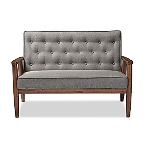 Baxton Studio BBT8013-Grey Loveseat Love Seats, Gray
