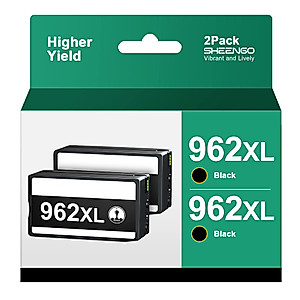 SHEENGO Remanufactured Ink Cartridges Replacement for HP 962XL for OfficeJet Pro 9015 9015e 9010 9025 9025e 9020 9018 9012 9028 Black, 2-Pack
