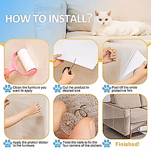 Uross Cat Scratch Furniture Protector - 12 Pack Couch Corner Sofa Protector for Cats, Anti Scratch Cat Furniture Protector, 8PCS 17" x 12" + 4 PCS 17" x 6" Cat Scratch Guards Deterrent for Furniture