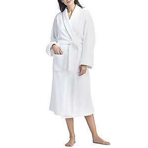 Fishers Finery Women's EcoFabric Spa Terry Robe; Full Length Bathrobe (White LXL)