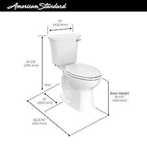 American Standard 204AA105.020 Edgemere Two-Piece Toilet, Elongated Front, Right-Hand Flush, White, 1.28 gpf