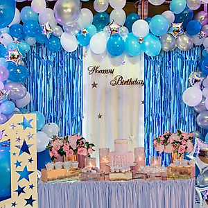 Accevo 3Pack Dark Blue Party Streamers 3.2ft x 8.2ft Foil Fringe Curtains Metallic Streamers Blue Party Photo Booth for Birthday Wedding Christmas Baby Shower Underwater Ocean Party Decorations