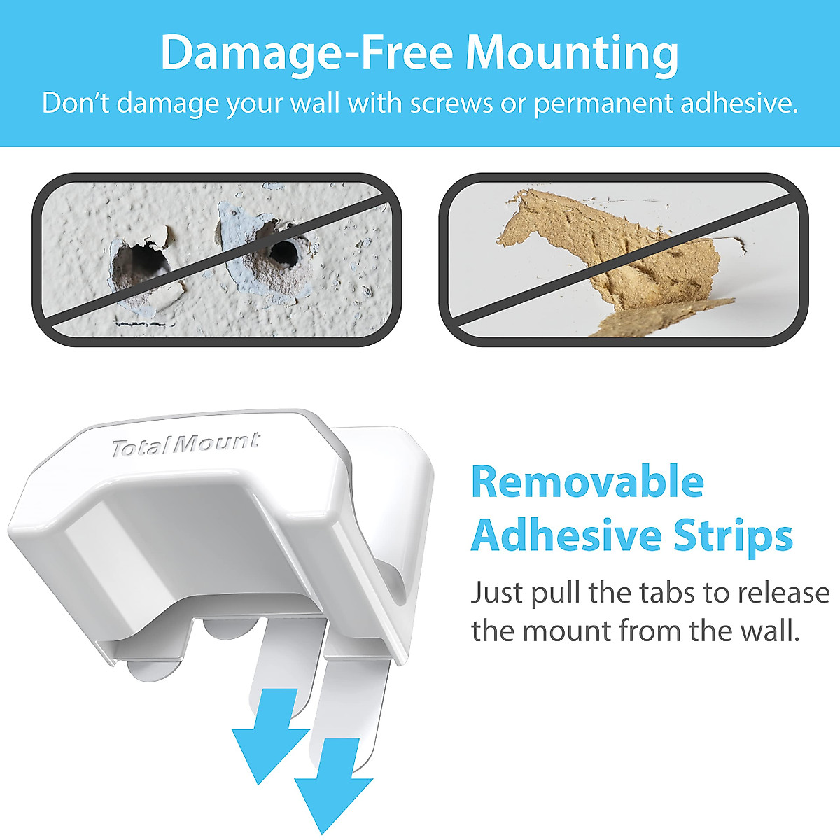 TotalMount Gaming Headset Hanger – Includes Removable Adhesive Strips for Easy, Damage-Free Wall, Desk, or PC Mounting (White Headphone Hook with Premium Silicone Cradle – One Pack)