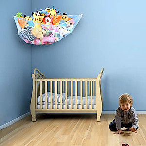 Stuffed Animal Hammock, 2 Pack, Nursery and Playroom Toy Storage Net Organizer for Plush Toys, Kids Bedroom Décor, Rip-Resistant Stuff Animals Holder with Hanging Hardware by Ziz Home