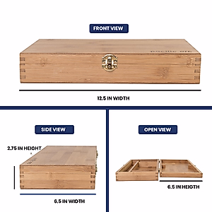 Pacific Arc Salado Tool Box for Art Supplies, 12.5 Inch x 6.5 Inch x 2.25 Inch, 4 Fixed Compartments