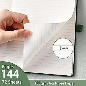 WORPICE Ruled Notebook Journal - Faux Leather Hardcover Writing Notebook, 5.7" x 8.4", 144 Pages, Lined Notebook/Journal with 100 GSM Thick Paper, Elastic Closure, Back Pocket, Bookmark - Green