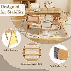 Giantex Boho Cane Dining Chairs Set of 2, Max Load 330 Lbs, Wooden Dining Chairs, Bamboo Accent Armchair for Living Room, Dining Room, Natural