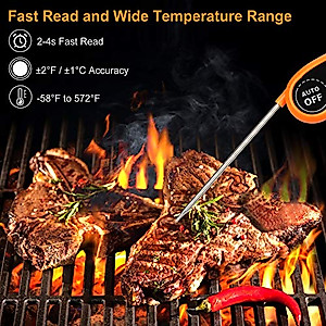 Comluck Instant Read Meat Thermometer - CA001 Digital Oven Cooking Food Min Max Thermometer Magnetic Waterproof with Backlight for Adults Kitchen Grill Steak Outdoor BBQ Barbecue Baking