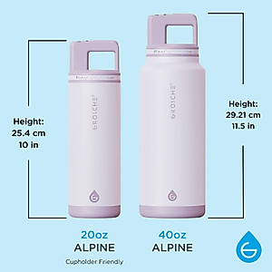 GROSCHE Alpine Flip n' Sip 20 oz Insulated Water Bottle - Stainless Steel, Leakproof Flask with Straw - Perfect for Gym, Travel & Outdoor Use - Keeps Water Cold up to 60 hrs - Lavender