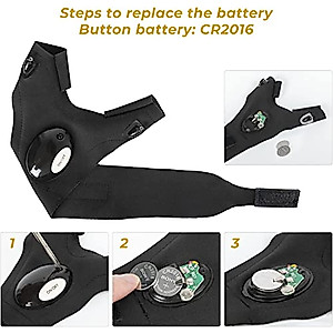 QEZEZA LED Flashlight Gloves, Gift for Man, Lighted Gloves for Men, Stretchy LED Fingerless Gloves, 1 Pair of Gloves and Replacement Battery, Screwdriver, Stocking Stuffers for Adults