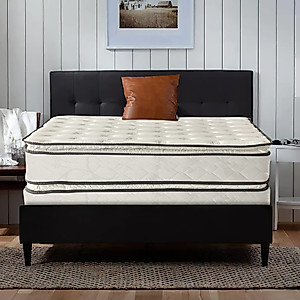Mattress Solution Medium Plush Double Sided Pillowtop Innerspring Fully Assembled Mattress and 8" Metal Box Spring Set, Queen, 8" Foundation