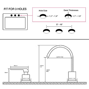 DIKUROOMS 2-Handle 8 inch Widespread Brass Bathroom Vanity Sink Faucet with cUPC Water Supply Lines,Swivel Waterfall Spout, Basin Sink Mixer Tap with Overflow Pop Up Drain Included,Chrome