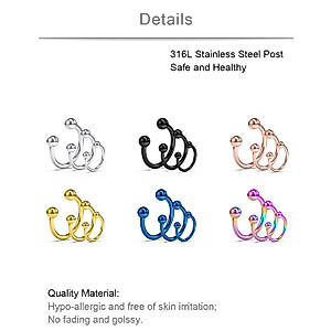 SCERRING 16G Septum Hoop Nose Rings 316L Stainless Steel Horseshoe Nose Hoop Ring Cartilage Daith Lip Tragus Earrings Retainer Body Piercing Jewelry 36PCS Mix Color 1#