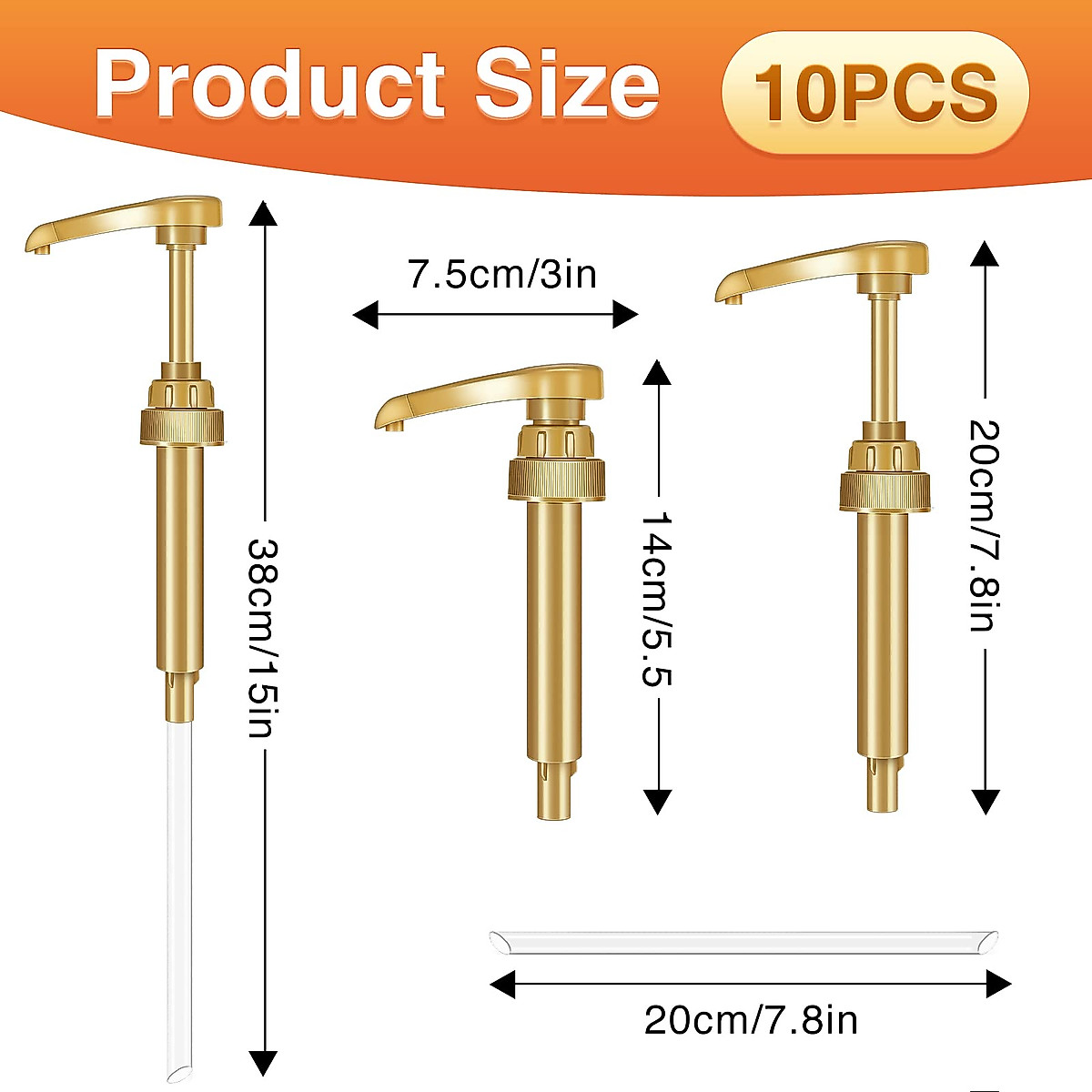 10Pcs Gold Squirt Syrup Pump, Coffee Syrup Pump Dispenser Coffee Syrup Bottle 750ml 25.4oz Syrup Pump for Kitchen Dinning Bar Accessories