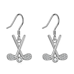 YAFEINI Golf Earrings Gifts Sterling Silver Golf Club And Ball Dangle Earrings Golf Jewelry for Women Golf Lovers Gifts