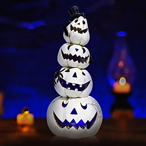 Hodao Halloween Pumpkin Decorations Indoor Halloween Decorations Clearance for Table/Halloween/Window/Present Box/Gift/Courtyard Corridor (White Stacked Pumpkins)…