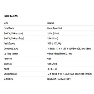 LIFETIME 80309 Portable Folding Bench, 6-Foot, White Granite