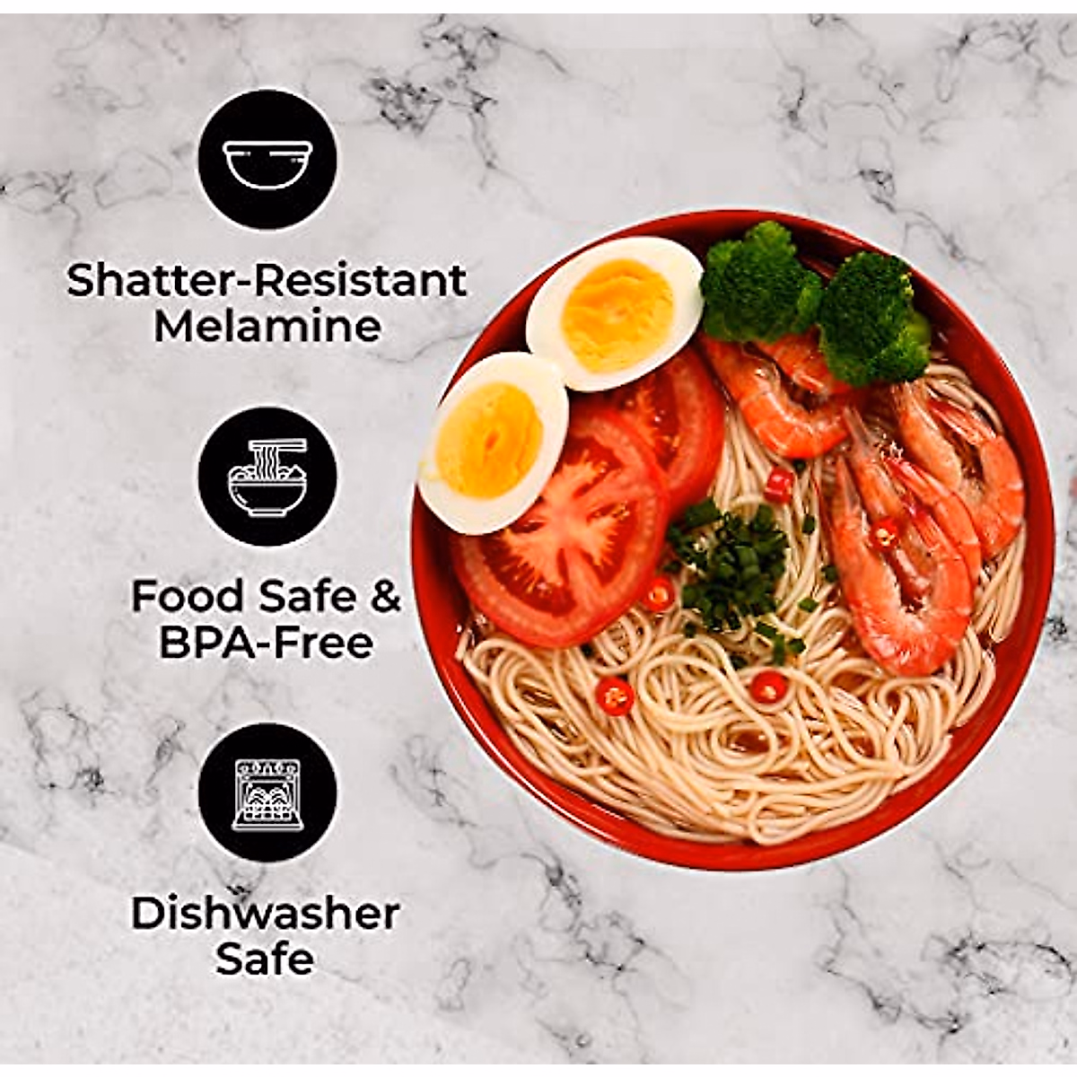 ANNIE'S KITCHEN Japanese Ramen Bowl Set of 4 Naruto Ramen Bowl With Chopsticks and Stands - Large Ramen Bowls Pho Bowls and Spoons Set 16 Piece Melamine (Red)