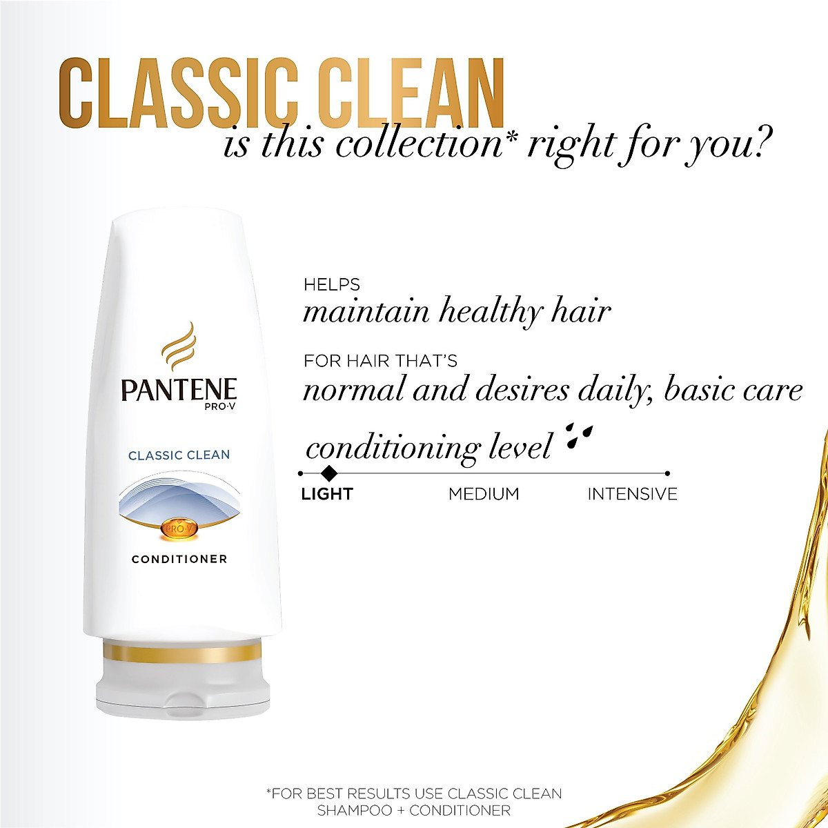 Pantene Pro-V Classic Clean Conditioner, 12 Fl Oz