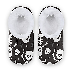 Halloween Death Skull Boys Girls House Slippers Halloween Skeleton Kids toddler Home Shoes Winter Indoor shoes XS