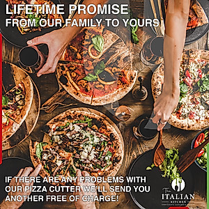 The Italian Kitchen Pizza Cutter Wheel - Restaurant Grade Stainless Steel 4 Inch Blade Pizza Slicer With Finger Guard