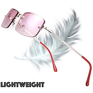 The Fresh Minimalist Small Rectangular Sunglasses Clear Eyewear Spring Hinge - Gift Box Package (206-Silver, Pink, 51)