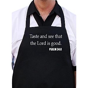 Christian Kitchen Aprons The Lord Is Good, Black, One Size Fits Most