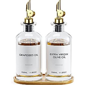 GAOHANG Olive Oil Dispenser Bottle for Kitchen, Coffee Syrup Dispenser, Glass Oil and Vinegar Dispenser Set for Cooking, Stainless Steel Weighted Pourer, Mouthwash Container, Farmhouse Kitchen Decor