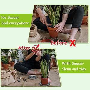 Creproly Plant Saucer Plant Tray Flower Pot Saucers 6inch/8inch/10inch Durable Plastic Plant Drip Trays with Water Storage Function for Indoor Outdoor Garden Potted Plants (10 Pack) (Grey)