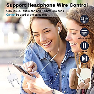 LXJTHT USB C to Headphone Adapter/Splitter,3 in 1 Type C to Dual 3.5mm Headphone Jack with PD 60W Fast Charge,Compatible with Galaxy S22 S21 S20/Note 20,Pixel 4 3 XL,Huawei,iPad Pro,etc.