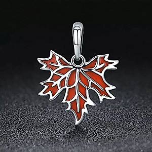 Autumn Maple Dangle 925 Sterling Silver Maple leaves Charm Beads for Pandora Charms Bracelet & Necklace
